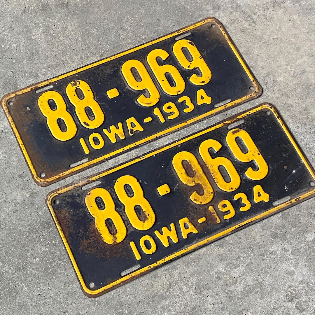 Vintage Iowa License Plates Matching Set 1934 Union County Wall Art ...
