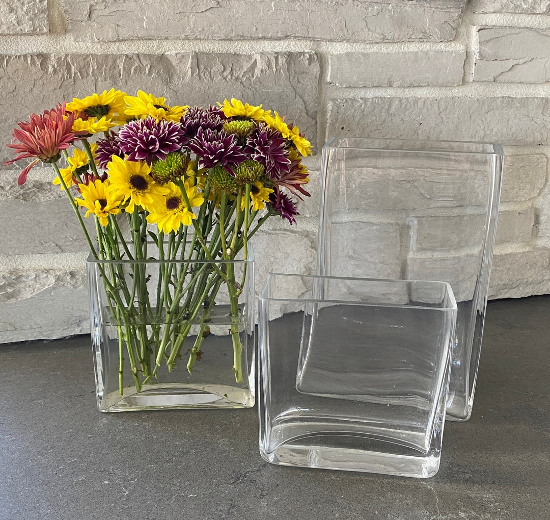 Rectangular Flower Vase Clear Glass Book Vase Wedding Home Decor - Etsy