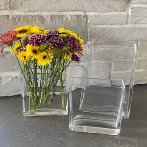 Rectangular Flower Vase Clear Glass Book Vase Wedding Home Decor - Etsy