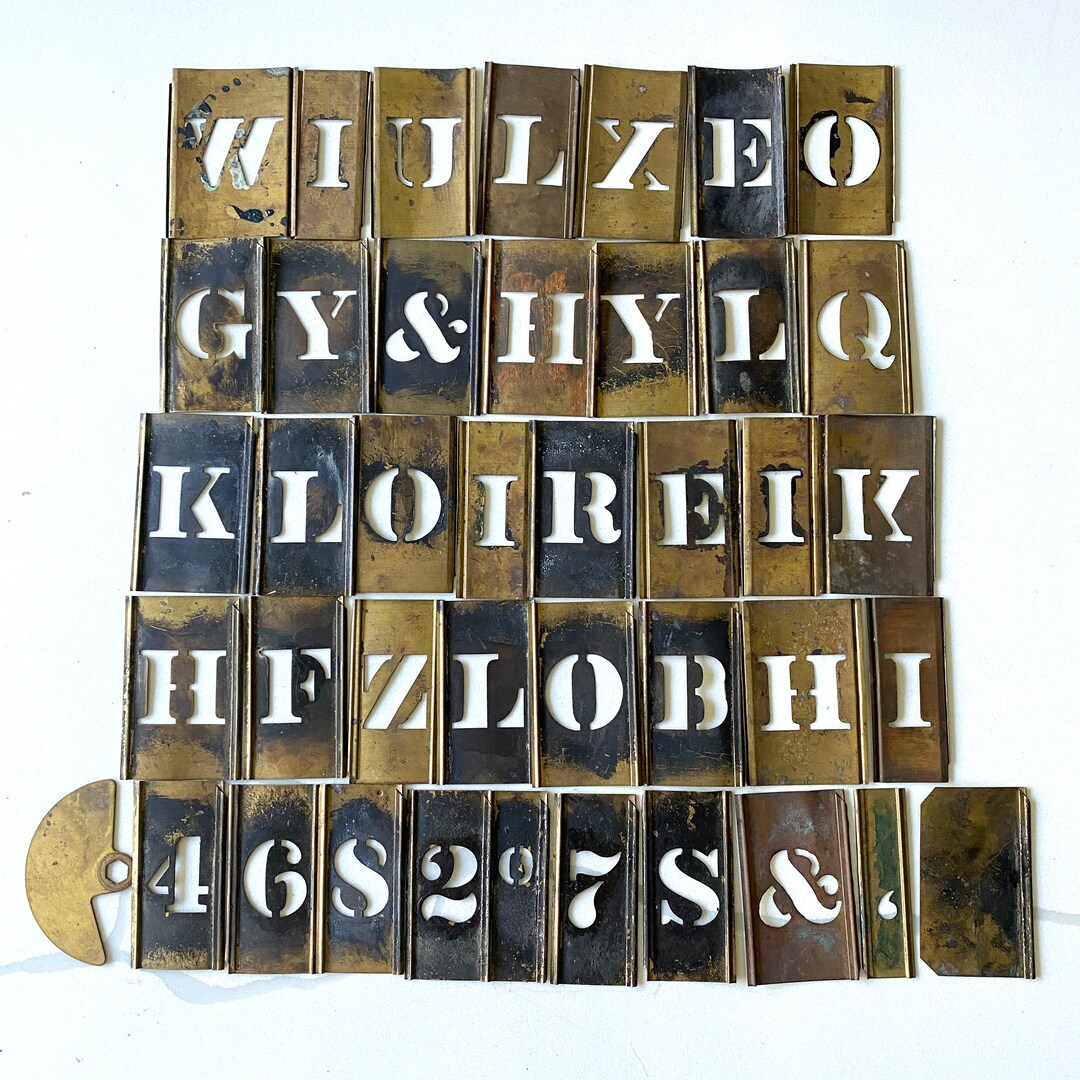 Vintage Brass Stencils Set of 41 Alphabet Numbers Antique Repurpose ...