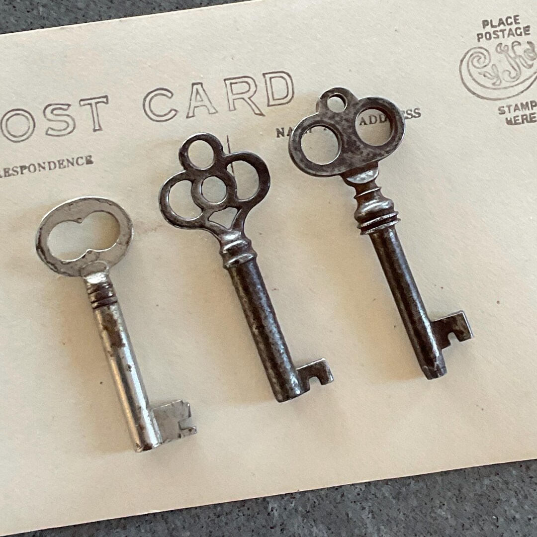 3 Cabinet Vintage Skeleton Keys Authentic Primitive Antique Key ...
