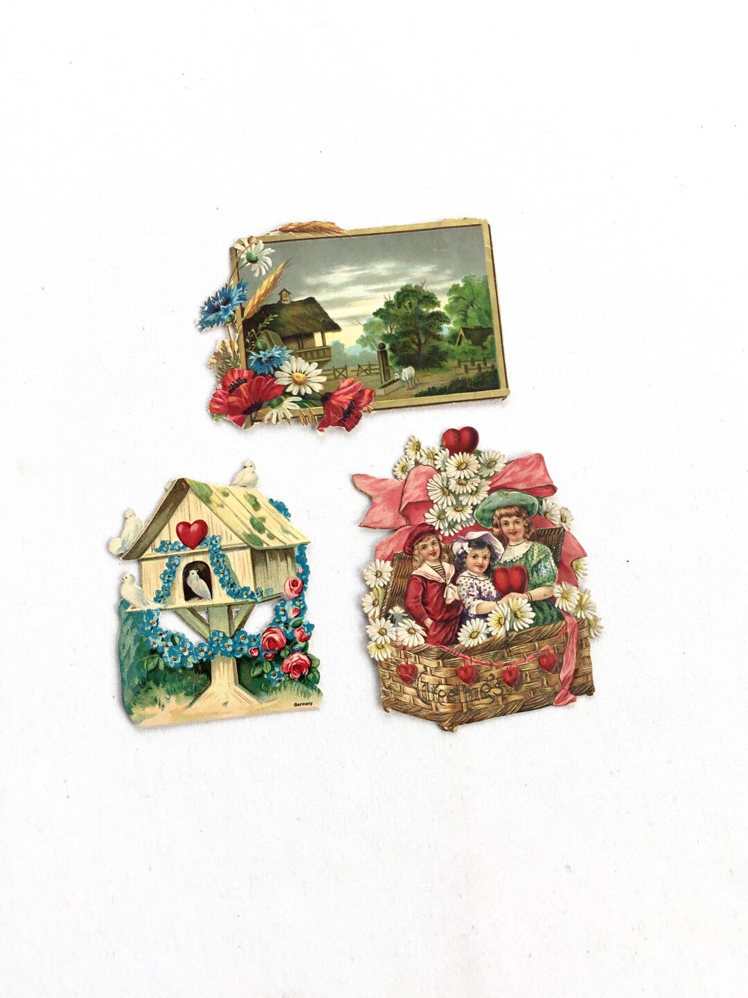 Vintage Valentine Embossed Lithograph Cards Die Cut Scrapbook Art ...