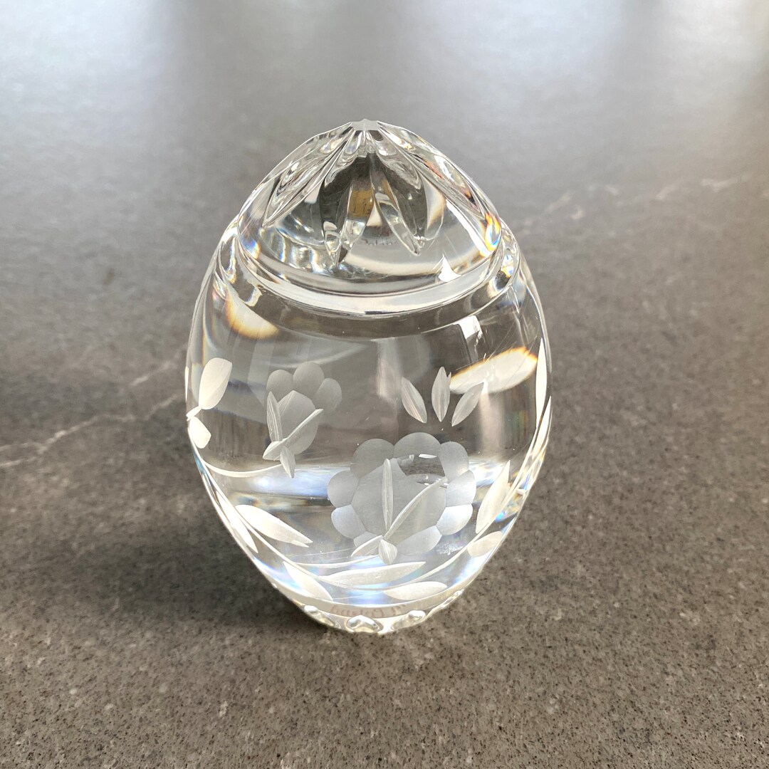 Cut Glass Etched Crystal Paperweight Handblown Vintage Art - Etsy