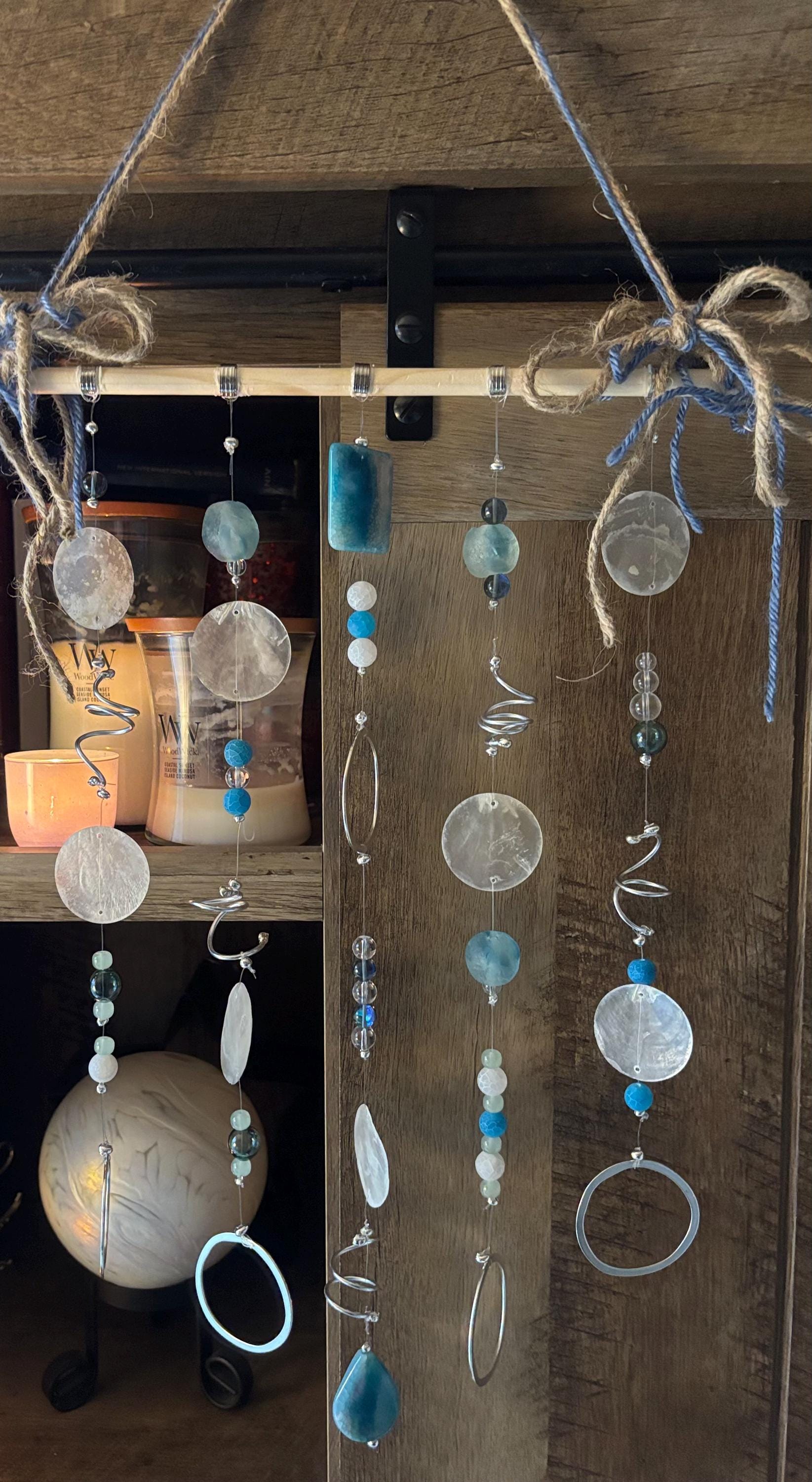 Beach Decor, Sun Catcher Turquoise, Wire Art, Shell, Glass, Inexpensive ...