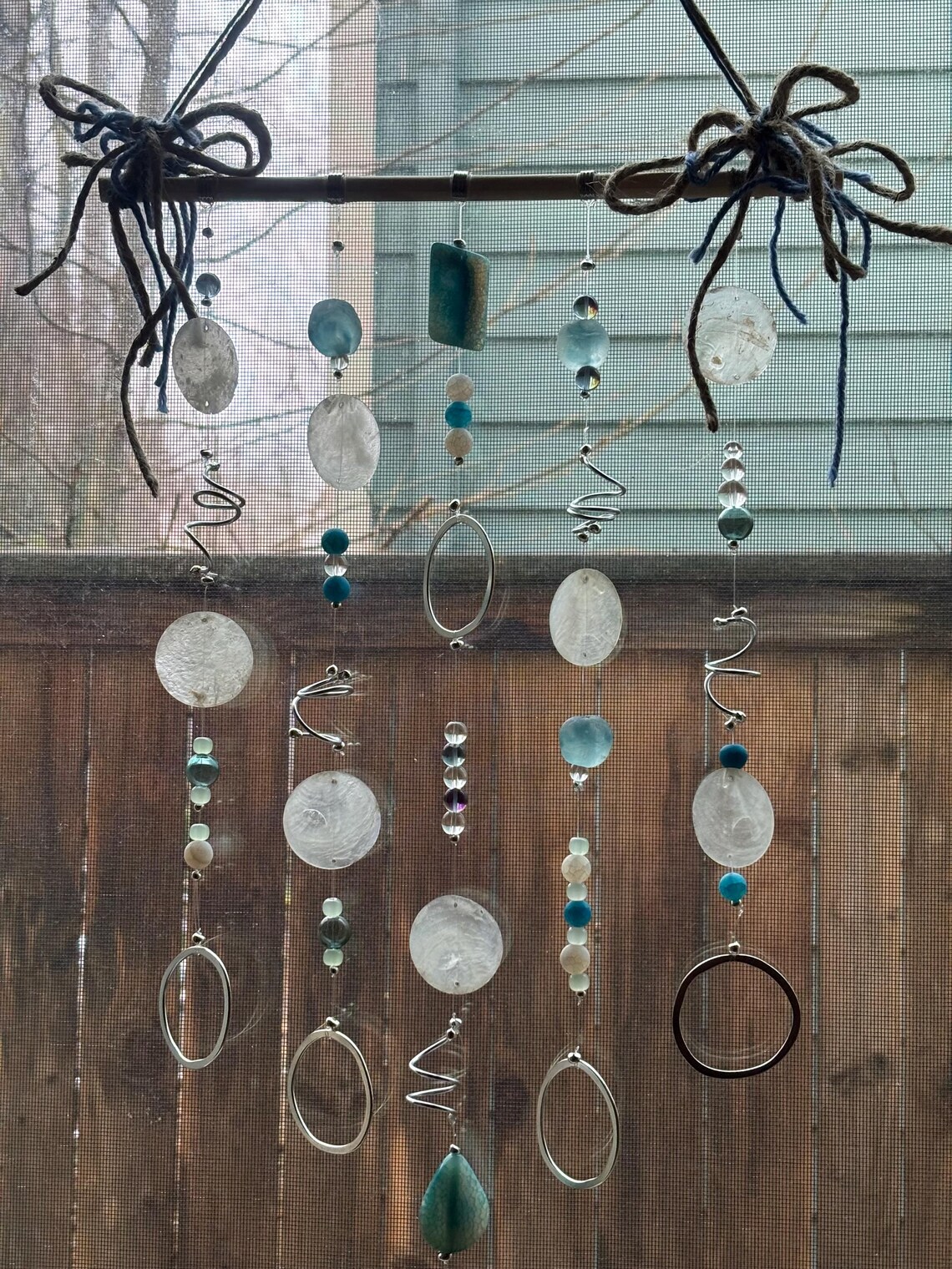 Beach Decor, Sun Catcher Turquoise, Wire Art, Shell, Glass, Inexpensive ...