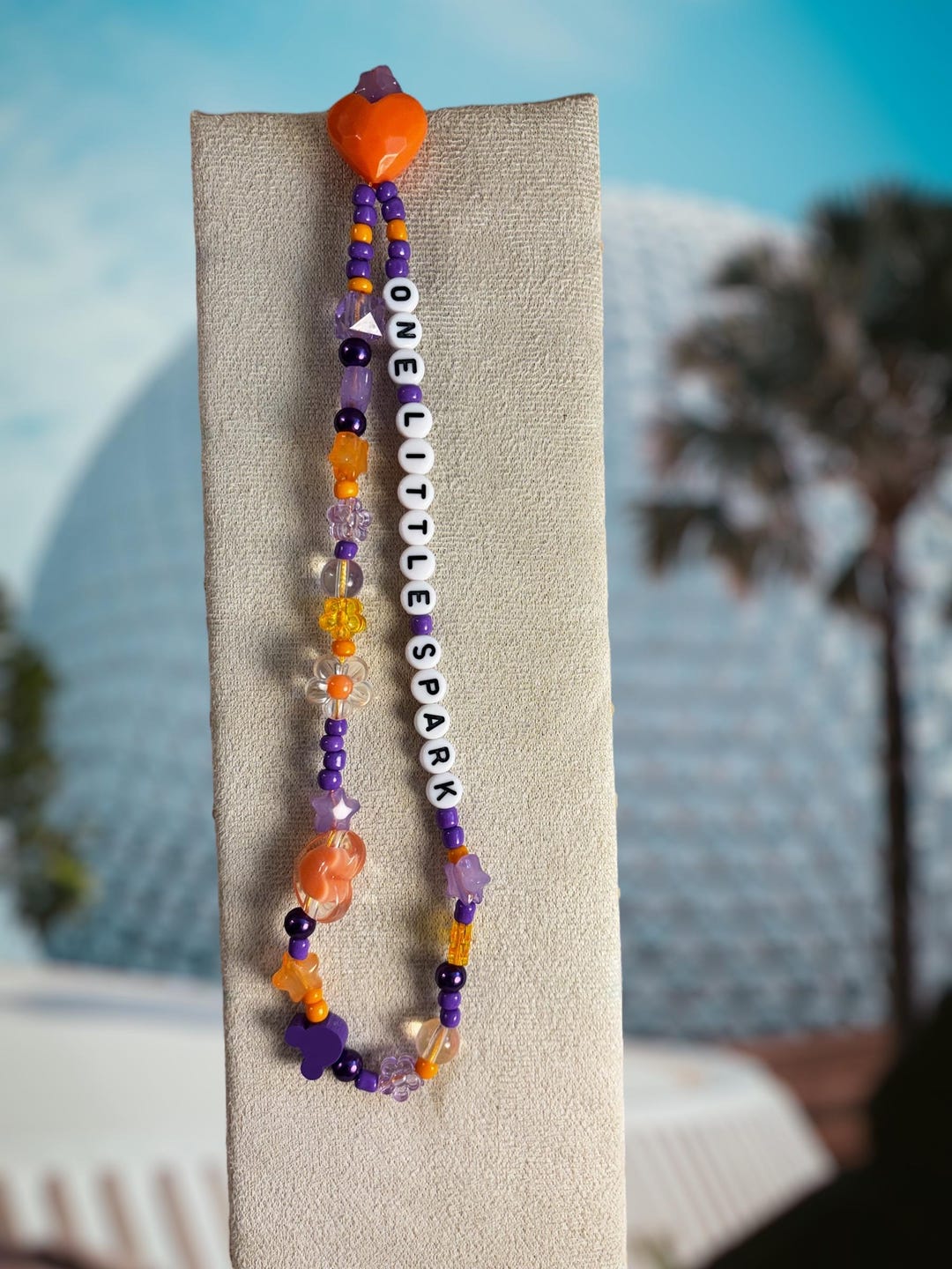 Epcot Figment-inspired Cell Phone Charm Purple & Orange Beads Spark ...