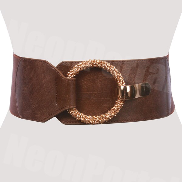 Wide Leather Elastic Belt - Etsy