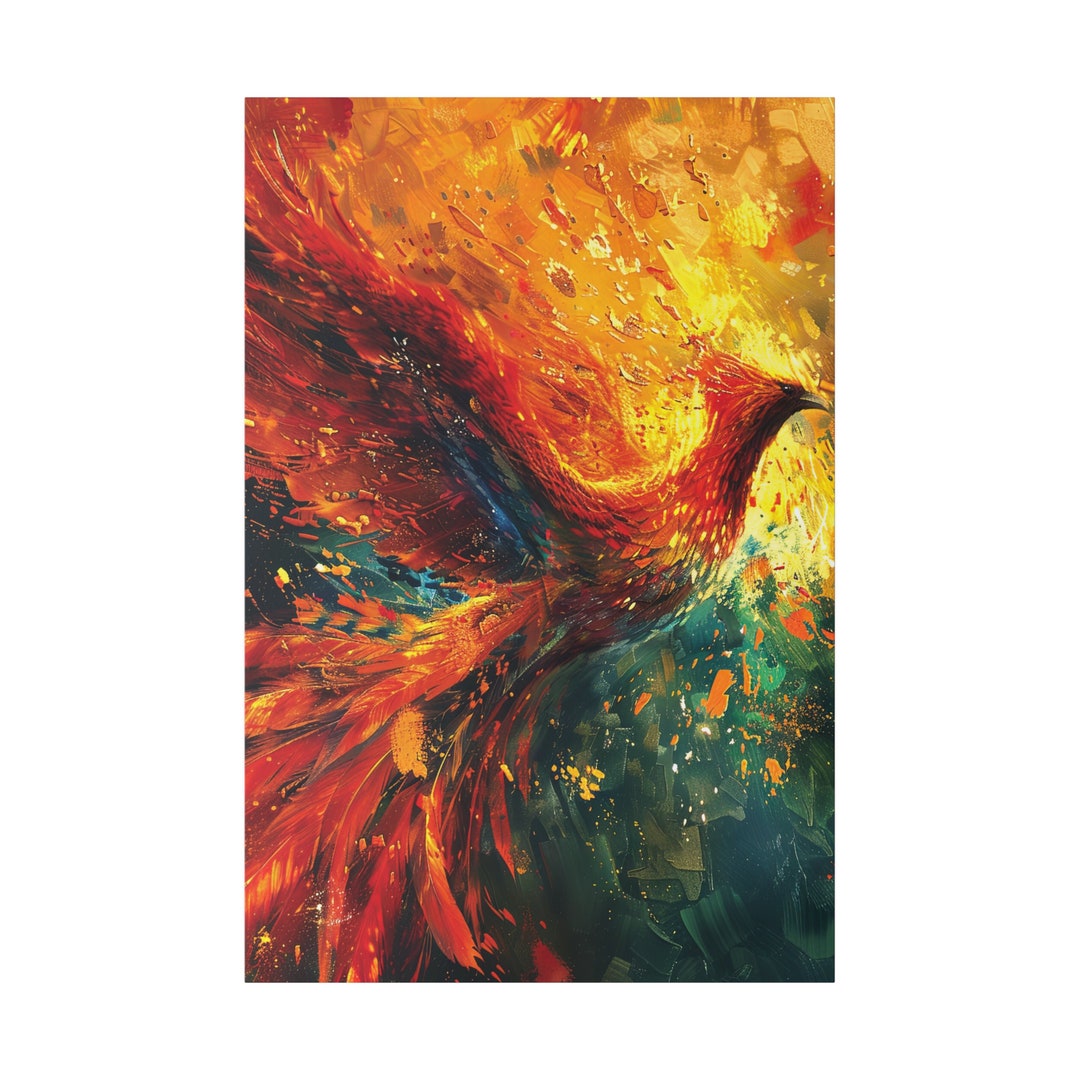 Fiery Phoenix Abstract Art Print Vibrant Phoenix Wall Decor Dynamic and ...