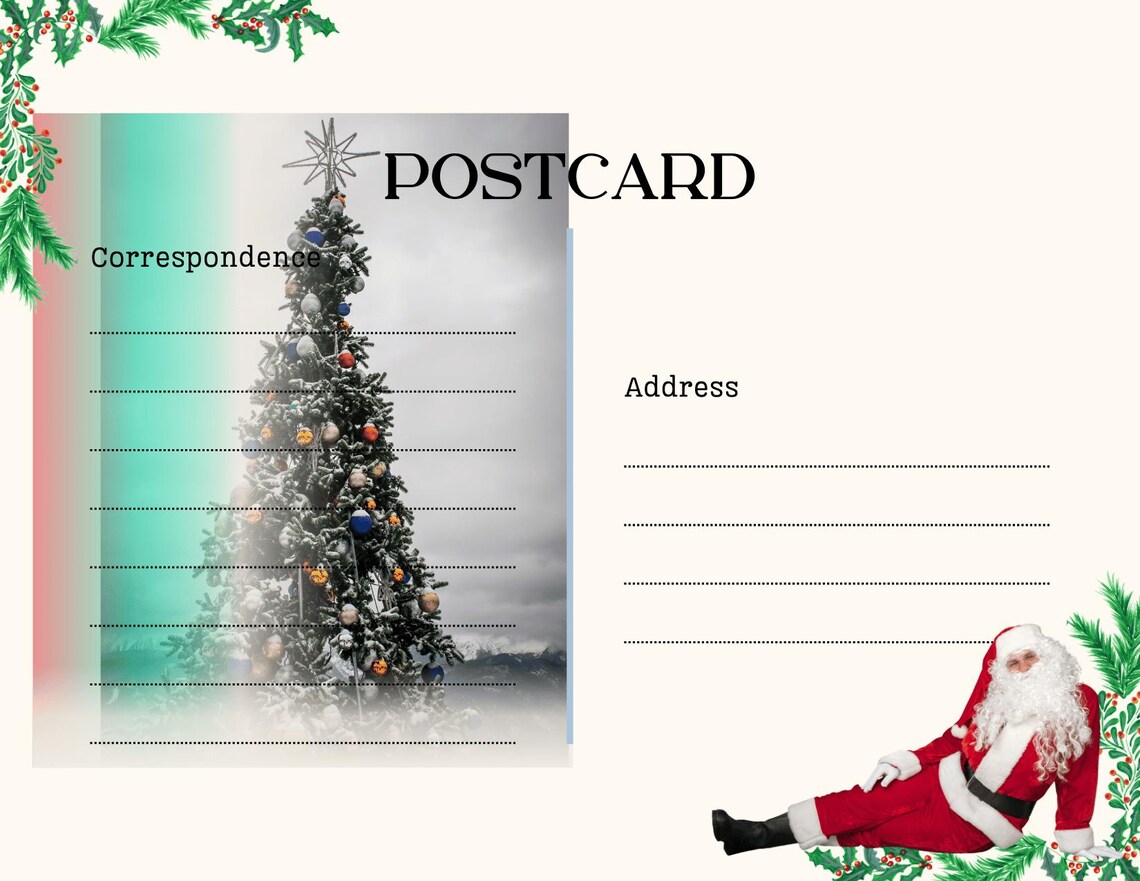 Simple Christmas Postcard Easy Download With Santa Clause in the ...
