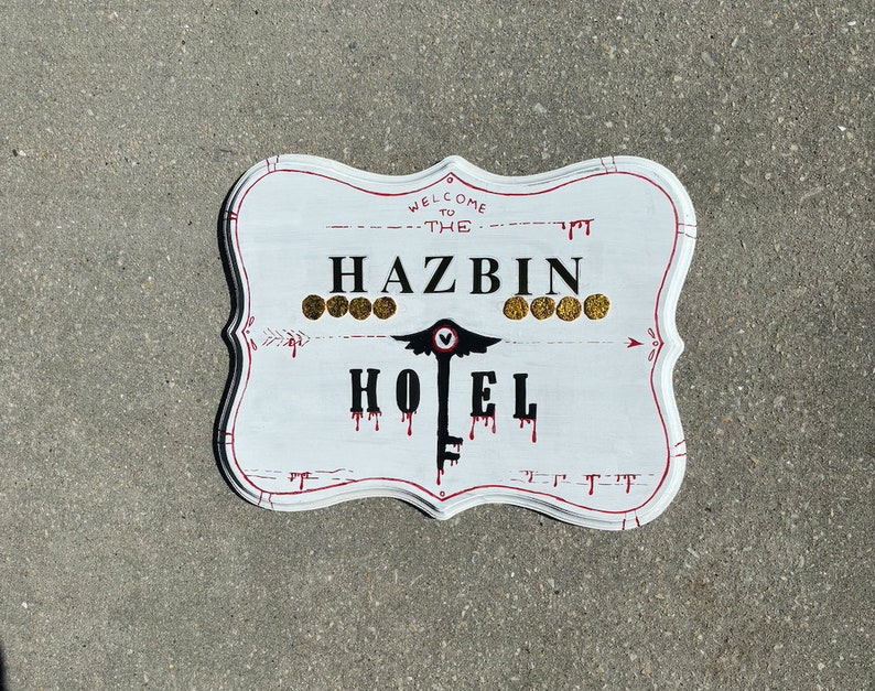 Hazbin Hotel White Wooden Sign - Etsy