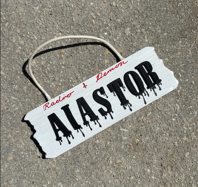 Alastor Wooden Hanging Sign Hazbin Hotel - Etsy