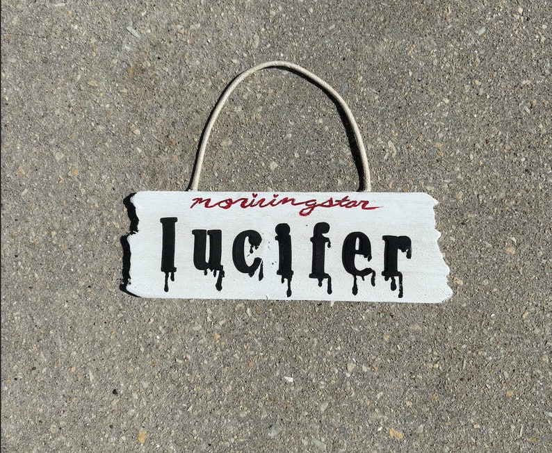 Lucifer Morningstar Hanging Wooden Sign Hazbin Hotel - Etsy