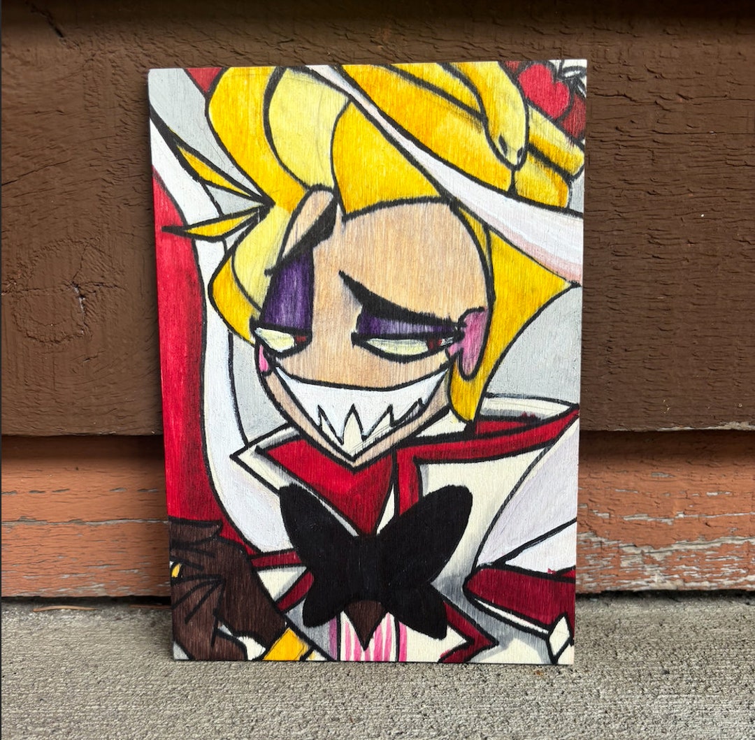 Lucifer Morningstar Wooden Portrait Hazbin Hotel - Etsy