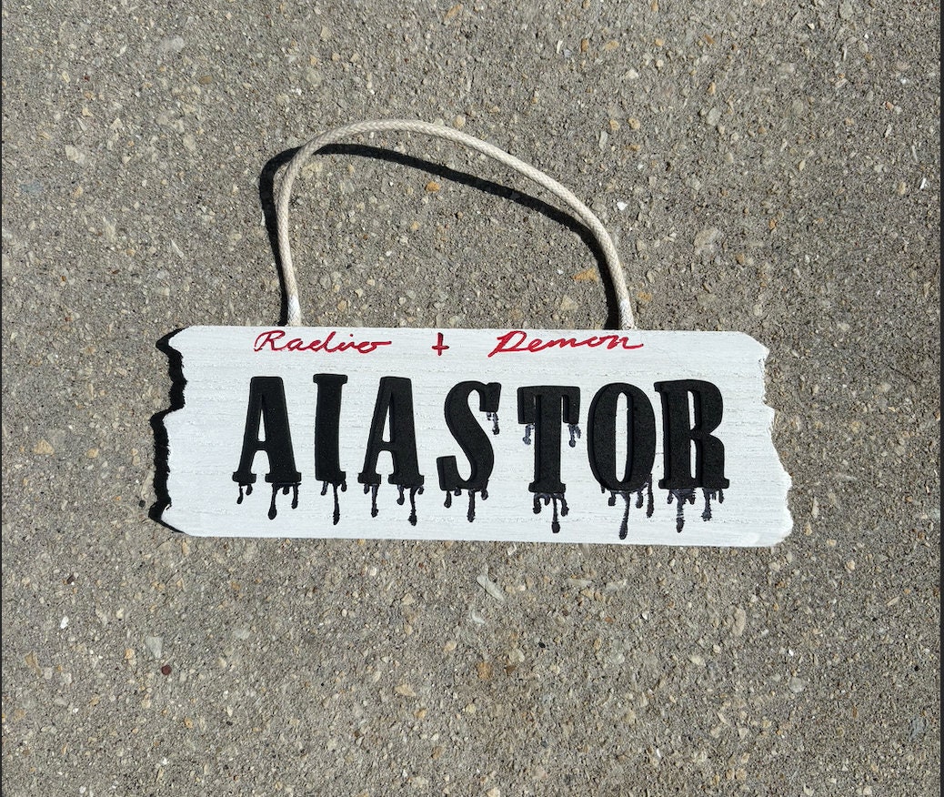 Alastor Wooden Hanging Sign Hazbin Hotel - Etsy