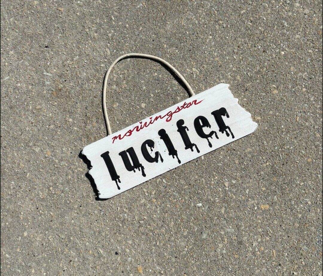 Lucifer Morningstar Hanging Wooden Sign Hazbin Hotel - Etsy