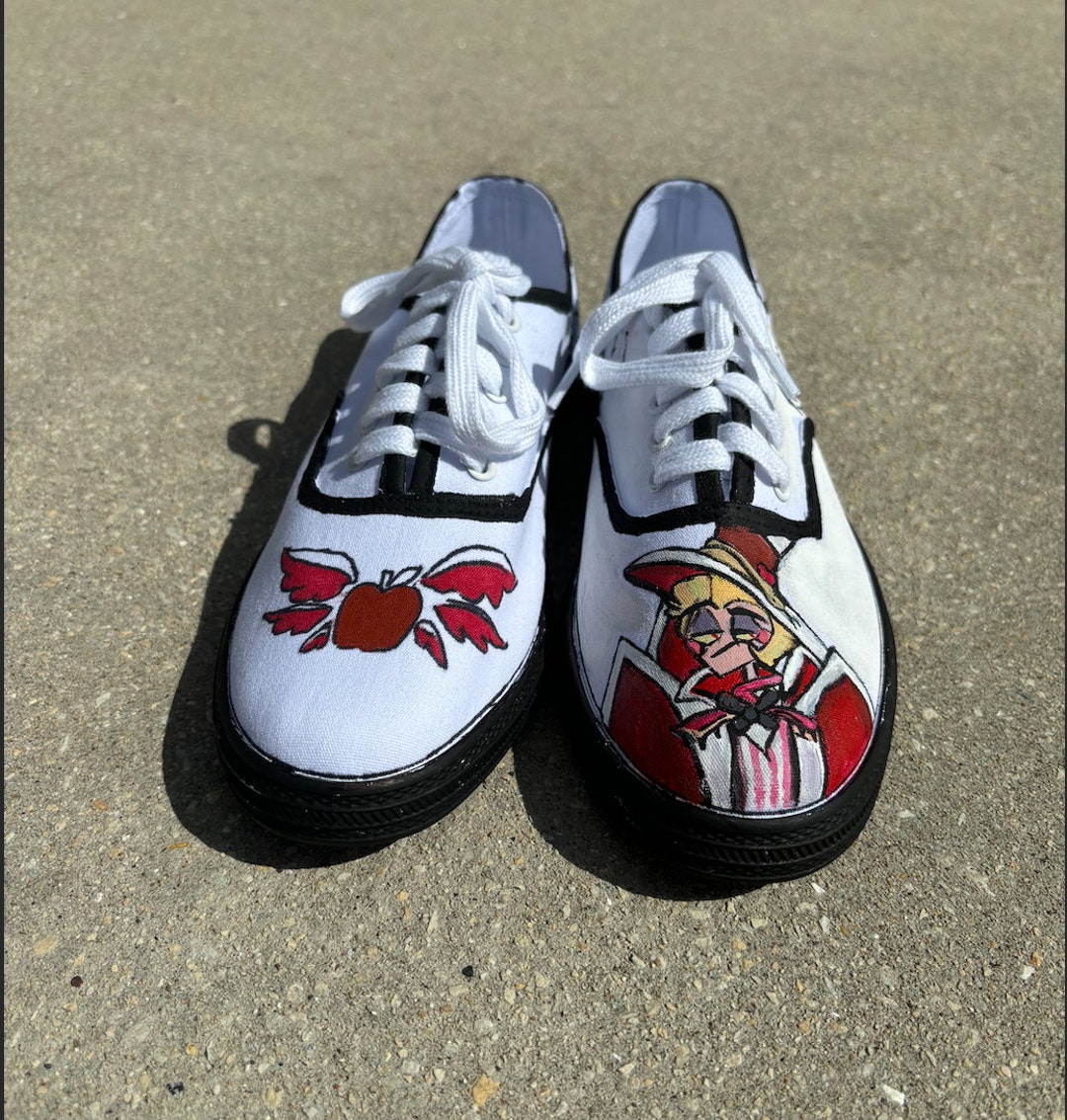 Lucifer Morningstar Women's Size 8 Painted White Tennis Shoes - Etsy