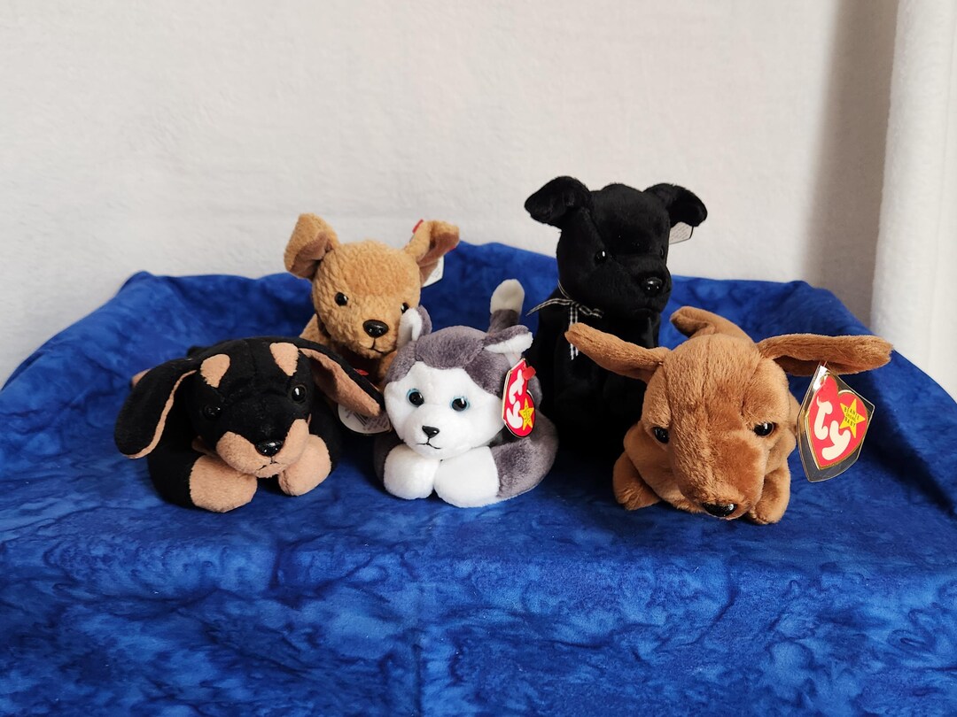 Beanie Baby Puppies Doby the Doberman Luke the Black Labrador Weenie ...