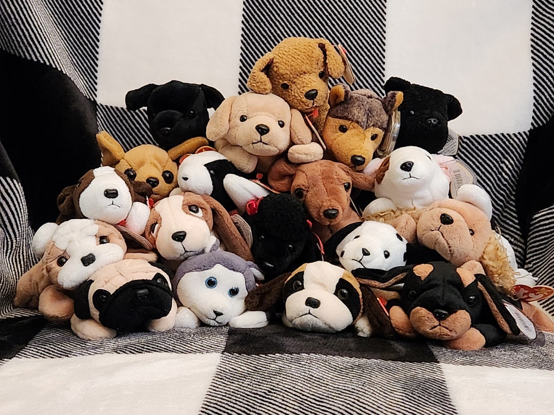 Beanie Babies Dogs Including Doby Serge Wrinkles Gigi Pugsly Luke Tiny ...