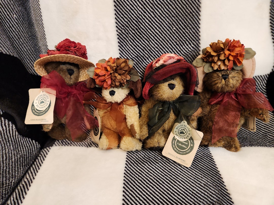 Boyds Bear in Hats and Bows Ginnie Higgenthrope Adaline Bearett Sylvia ...