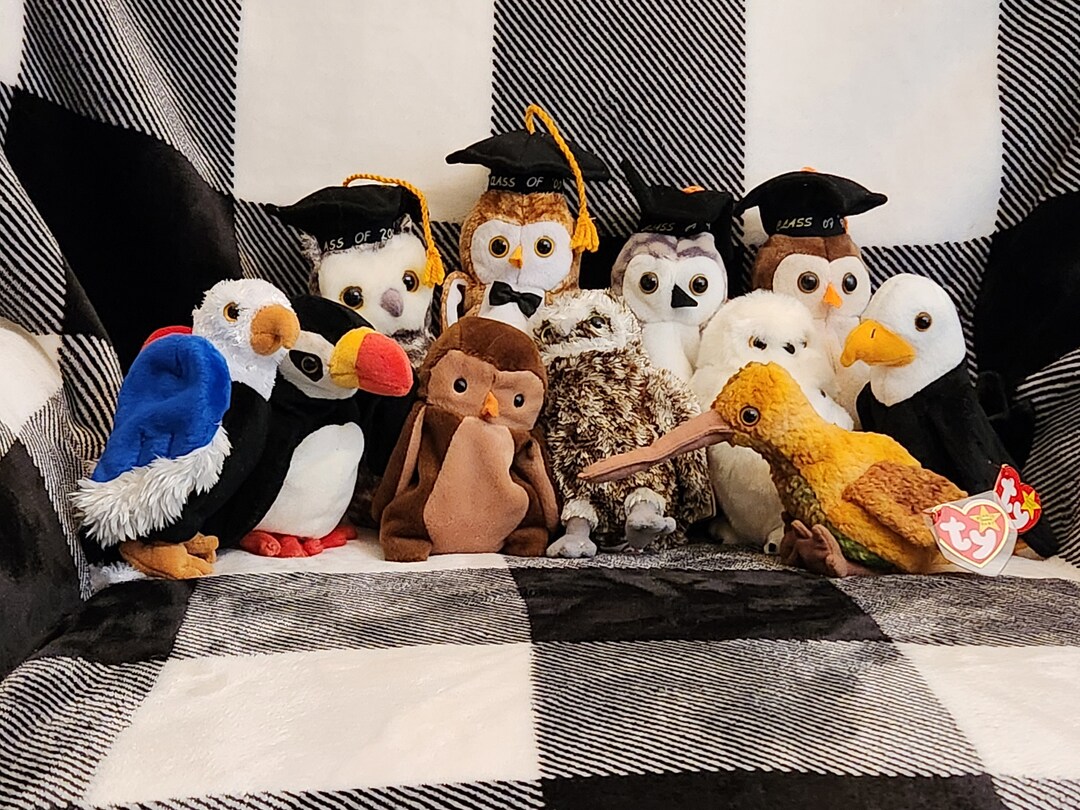 Beanie Babies Eagle Free and Baldy Puffin Puffer Kiwi Beak and Owls ...