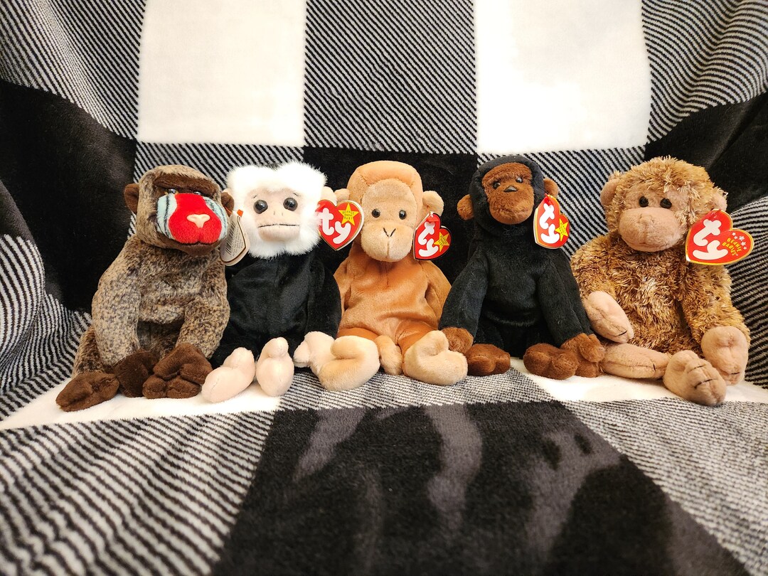 TY Monkey Beanie Babies Cheeks Mooch Bongo Congo Bonsai Cute Gift for ...