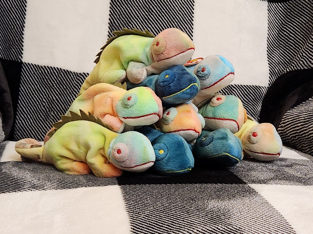 TY Beanie Baby Iggy the Iguanas Colorful Tye Die Blue or Rainbow ...