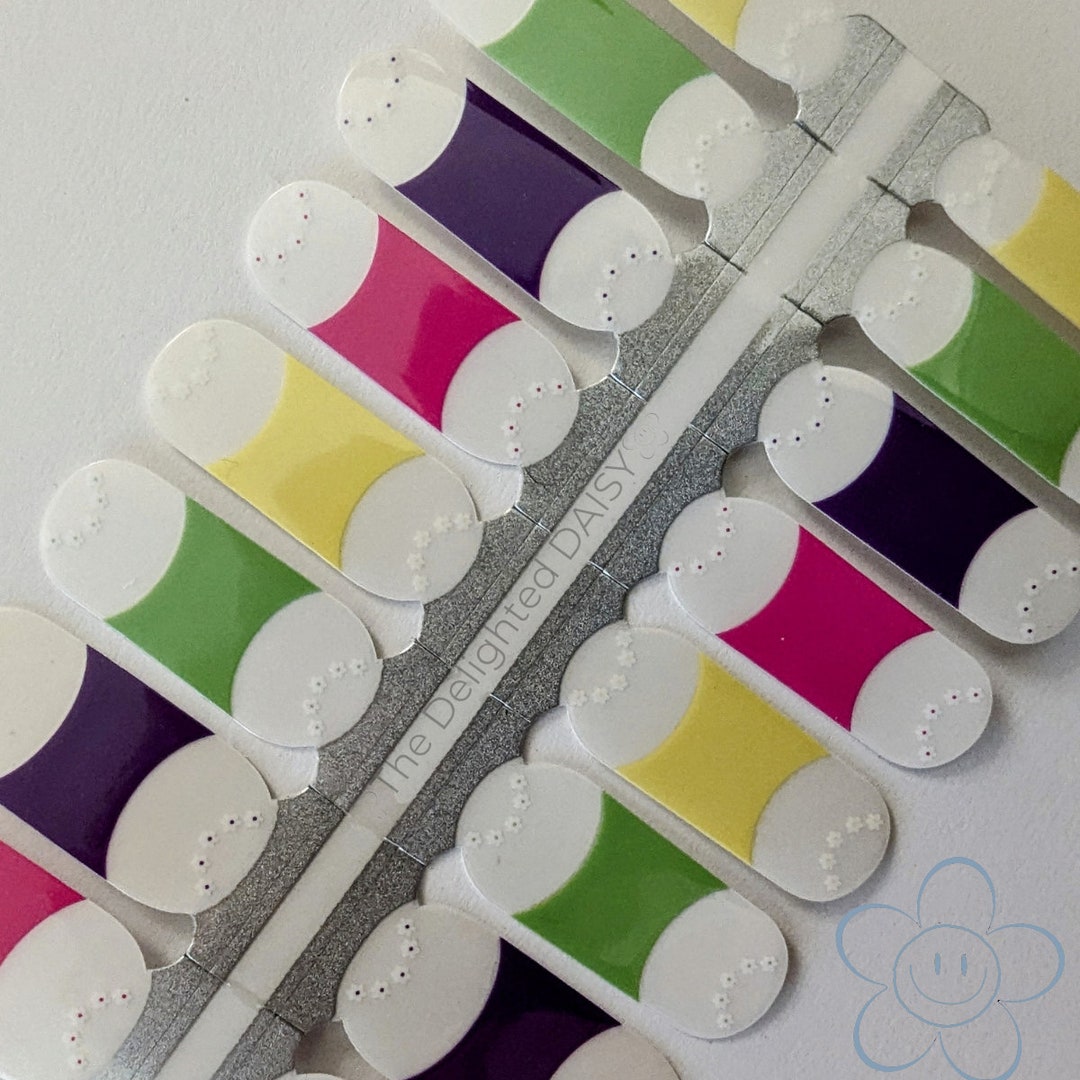 Colorful Daisy French Tip Nail Wraps: Easy DIY Nail Art - Etsy