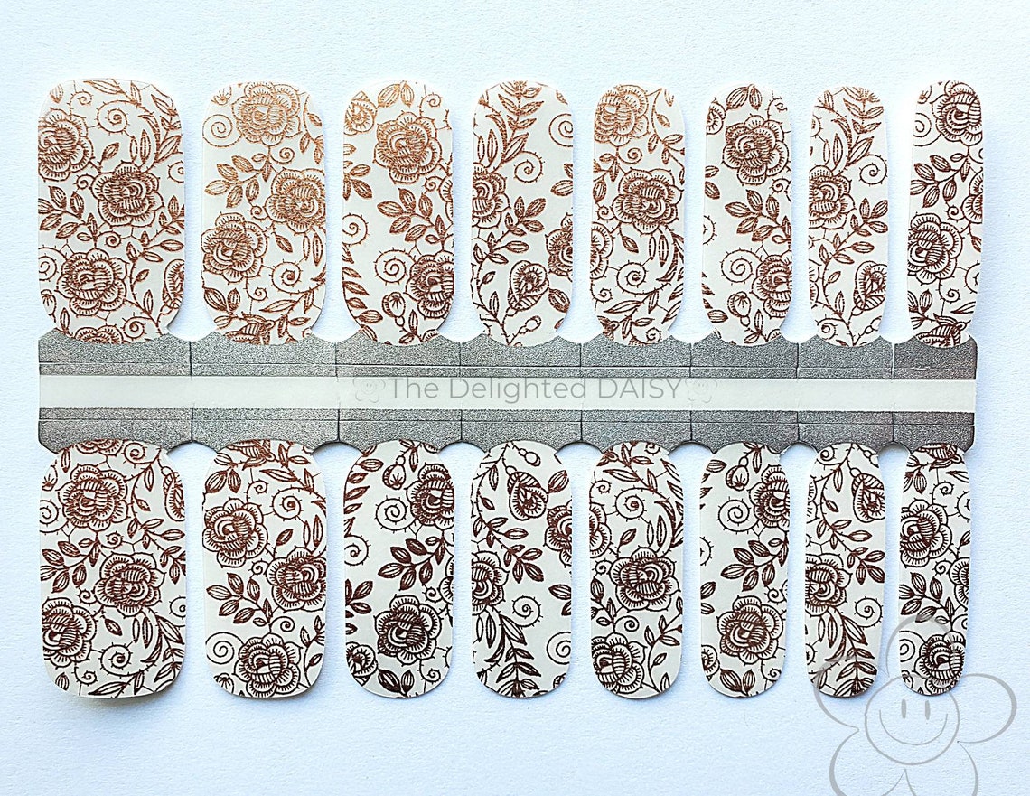 Rose Garden Rose Gold Transparent Overlay Nail Wraps, Nail Strips, Nail ...