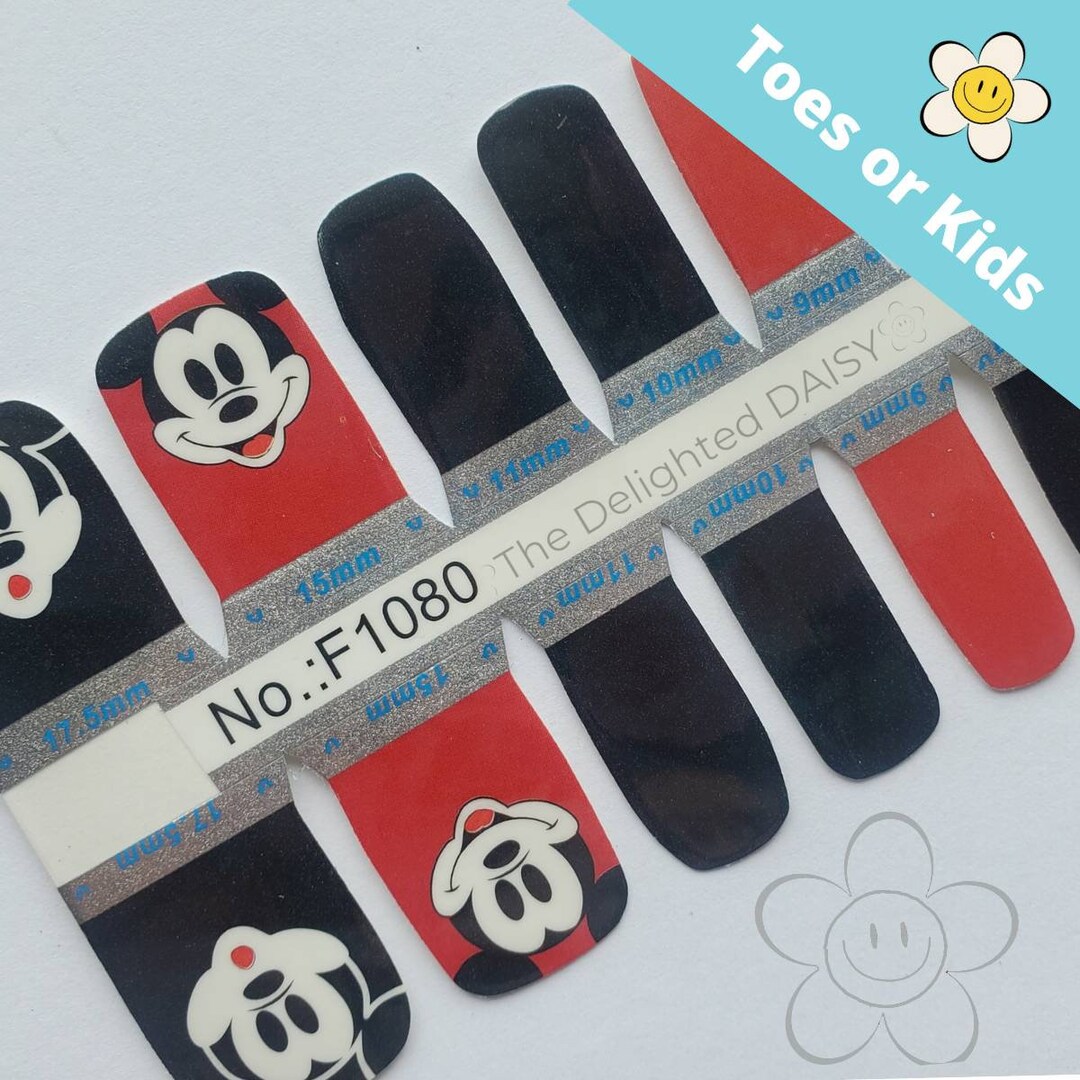 Mickey Mouse Toe Nail Wraps or Kid Size Nail Stickers Nail Art - Etsy