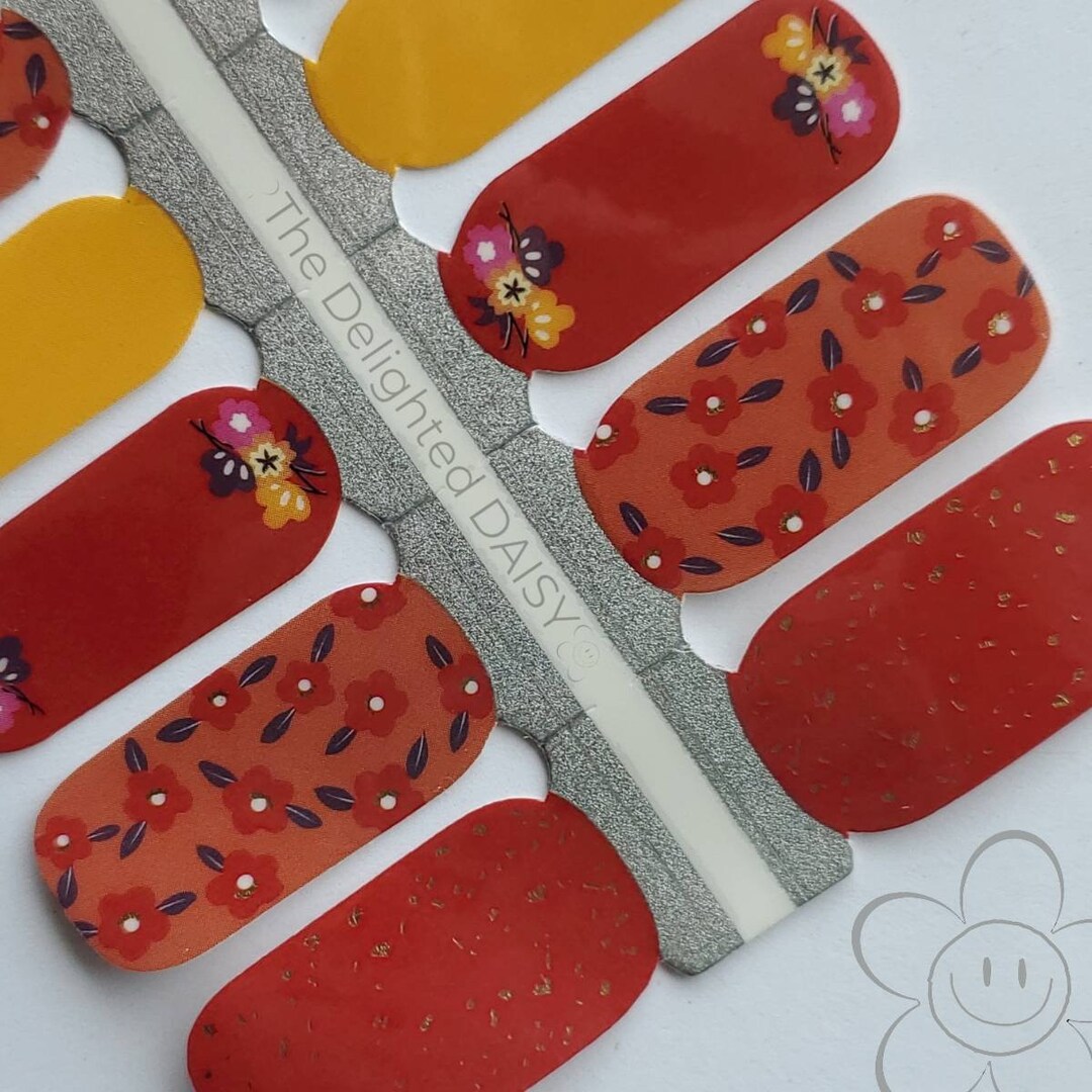 Red Garden Nail Strips, Nail Stickers, Nail Art - Etsy