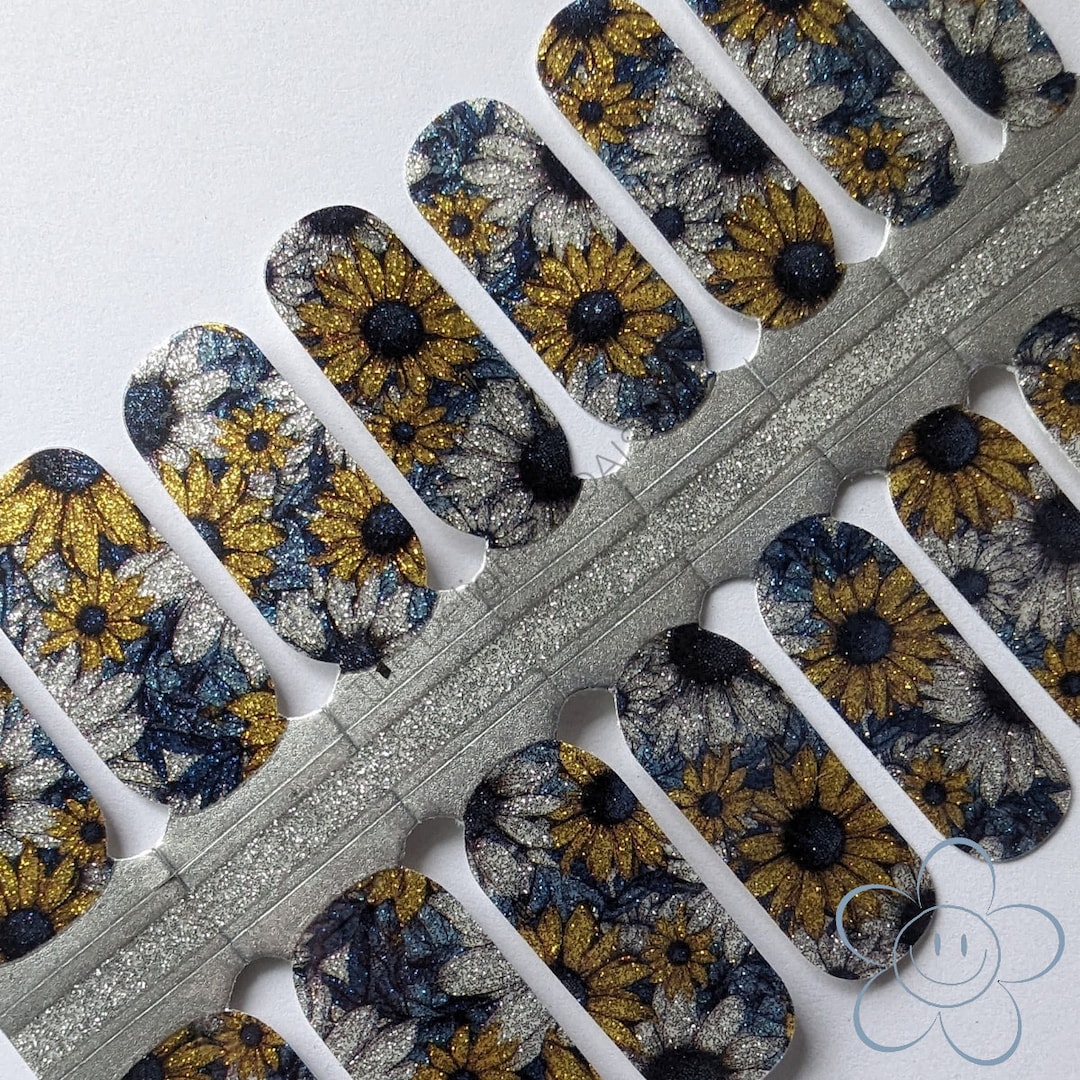 Shiny Sunflower Nail Wraps: Floral Nail Art Stickers - Etsy