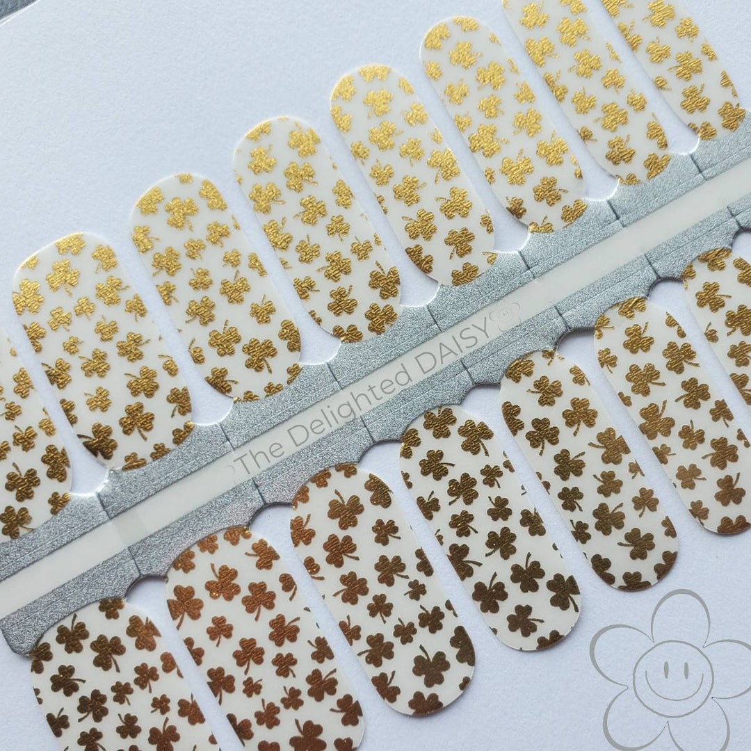 Gold Four Leaf Clover Nail Wraps: DIY Nail Art Stickers - Etsy