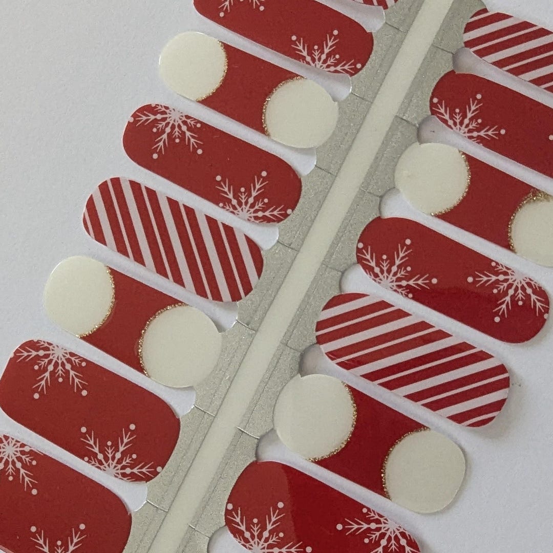 Candy Cane French Tip Nail Wraps: Easy DIY Nail Art Stickers - Etsy
