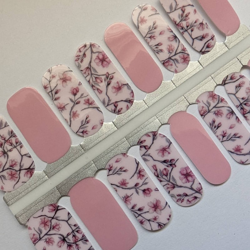 Pink Flower Nail Wrap - Etsy UK