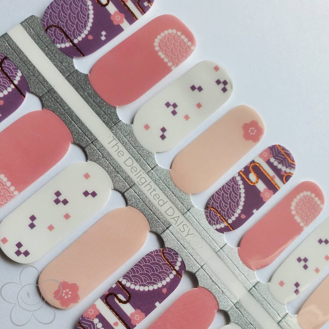 Pink Geometric Nail Wraps, Nail Strips, Nail Stickers, Nail Art - Etsy