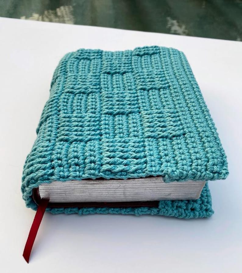 Customizable Crochet Bible Cover – Basket Weave Stitch, Cotton ...