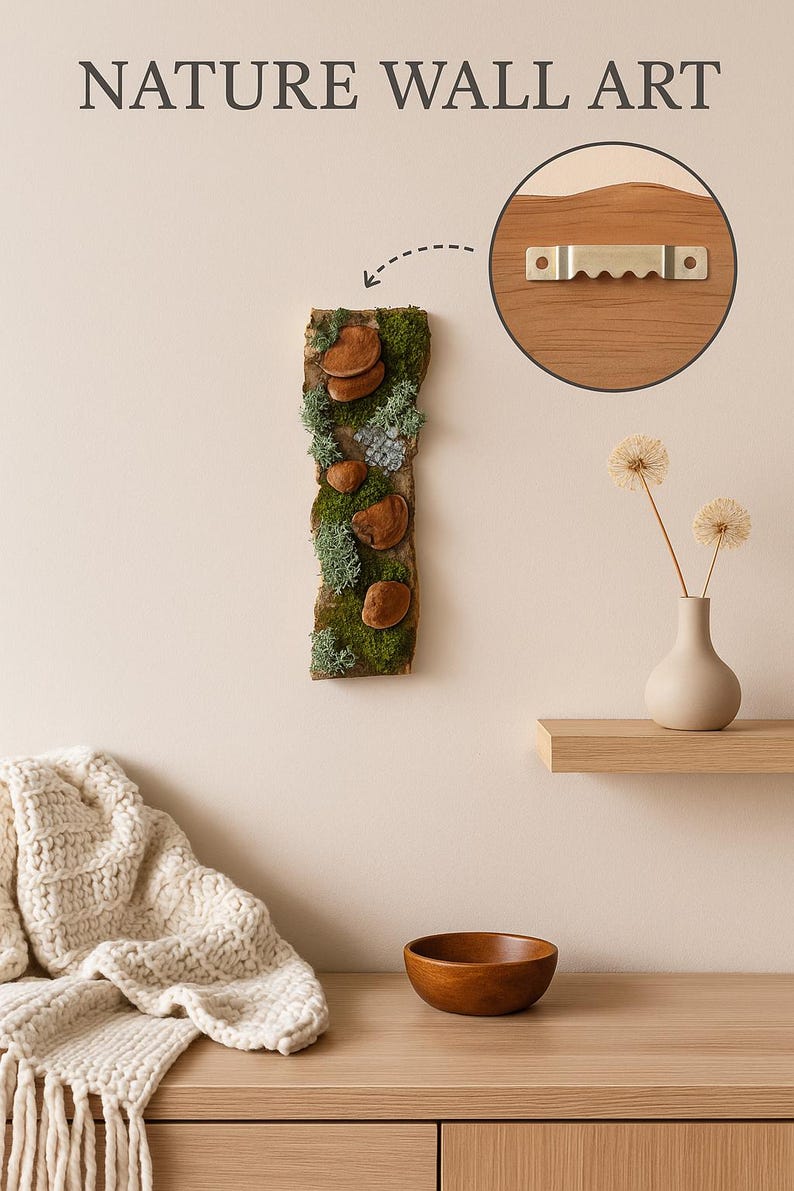 Floating Forest Art | Moss on Bark Natural Wall Decor | Ecofriendly ...