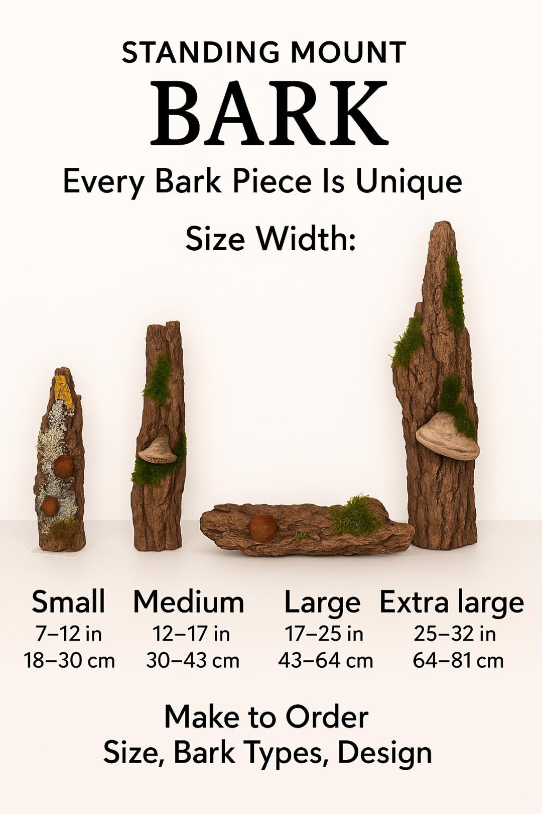 Floating Forest Art | Moss on Bark Natural Standing Decor | Eco ...