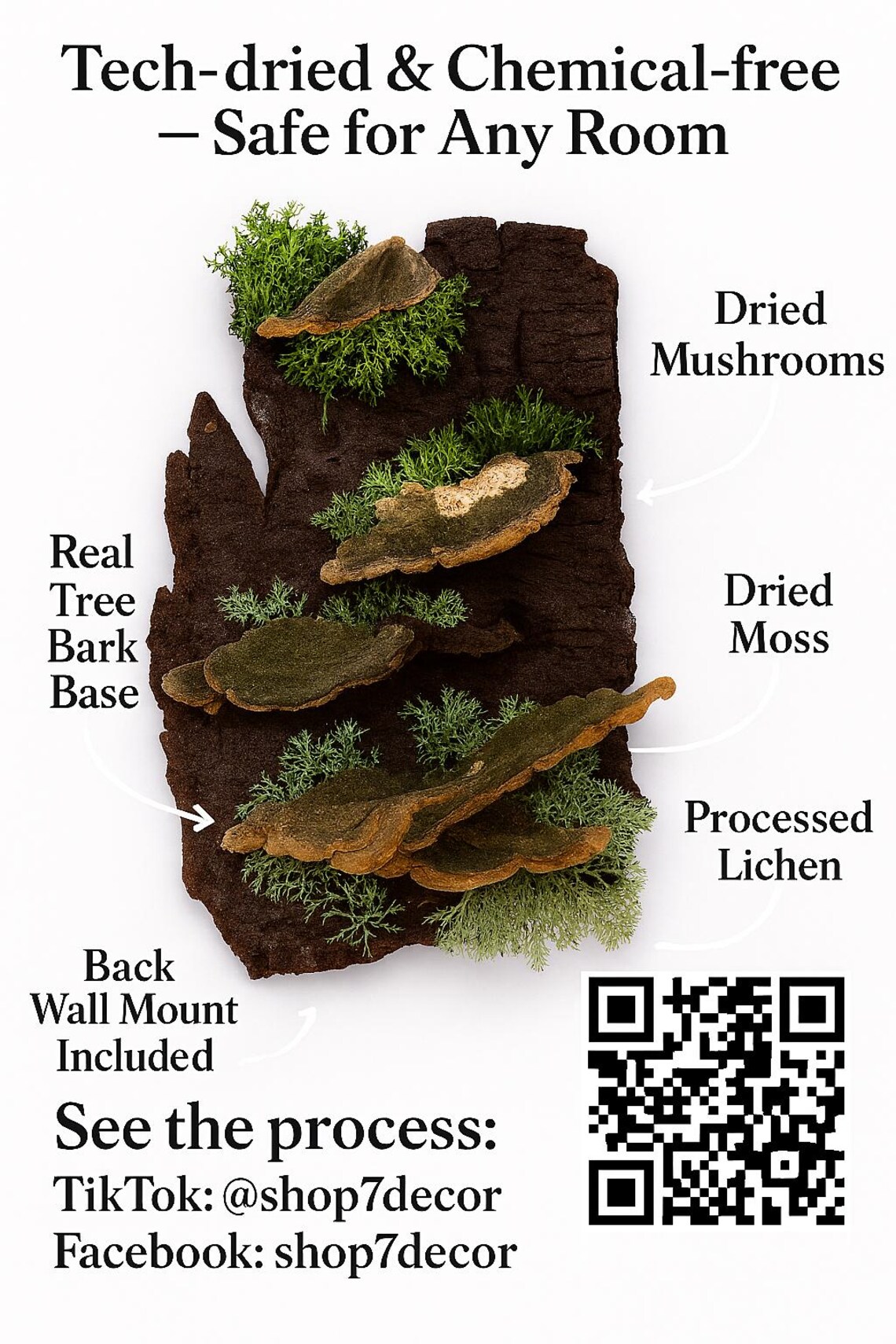 Floating Forest Art | Moss on Bark Natural Wall Decor | Eco Friendly ...