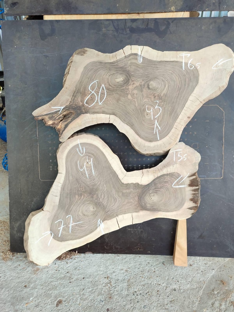 2 Natural Walnut Wood Slabs | Large Live Edge Wood Art | Kiln-dried ...