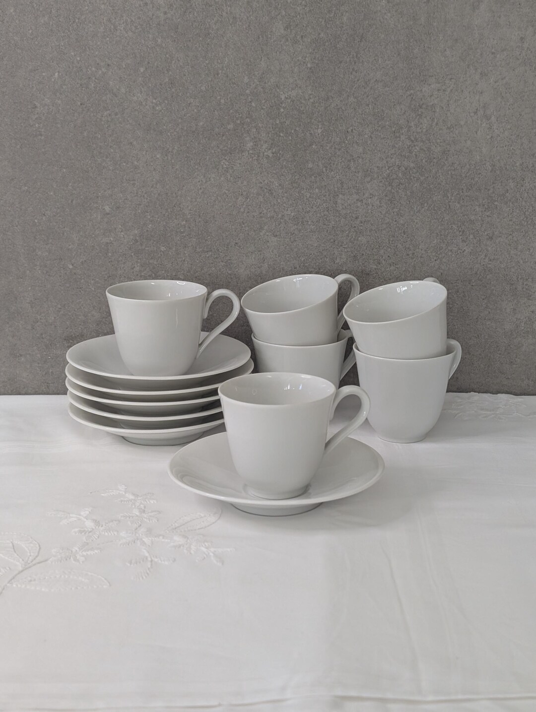 Heinrich Selb Anmut White 6 Mocha Cups With Saucers - Etsy