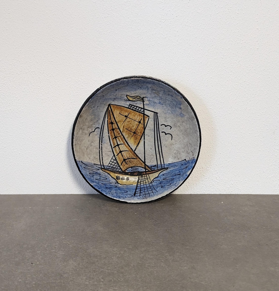 Wall Plate Motif Sailing Ship Midcentury Ceramic - Etsy