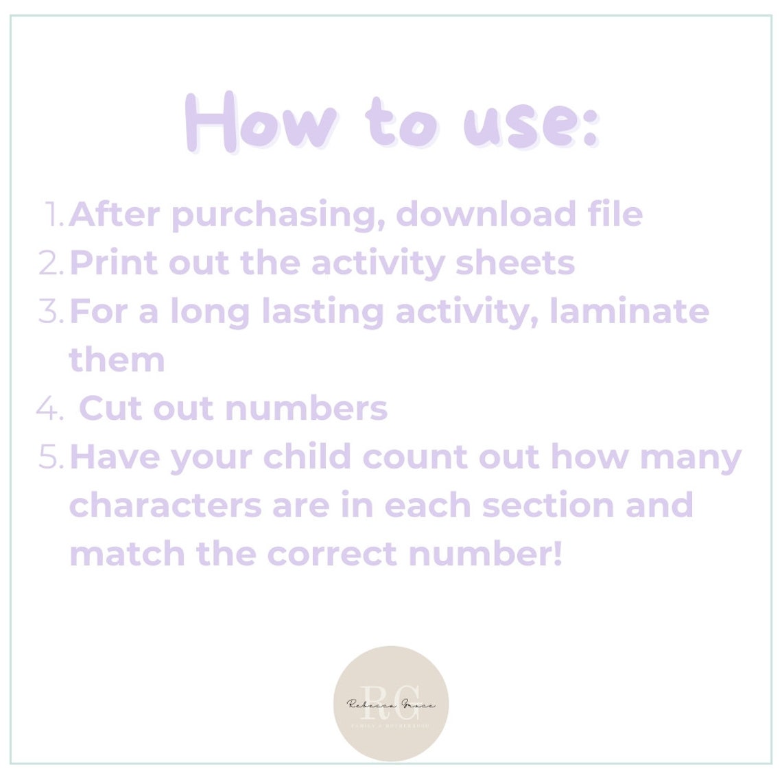 Character Counting Matching Activity - Etsy