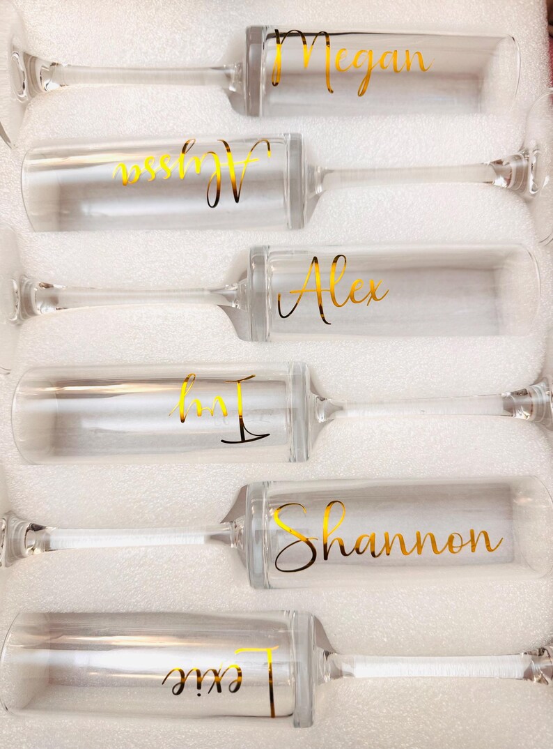 Bridal Party Glass Flutes, Custom Glass Flutes, Wedding Flutes, Bridal ...