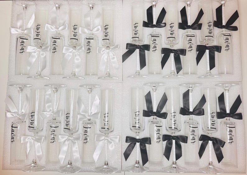 Bridal Party Glass Flutes, Custom Glass Flutes, Wedding Flutes, Bridal ...