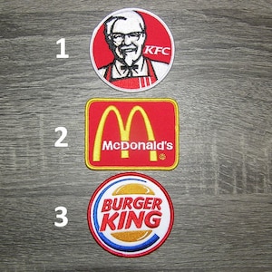 Fast Food KFC, Mcdonald's, Burger King Embroidered Iron on Patch - Etsy
