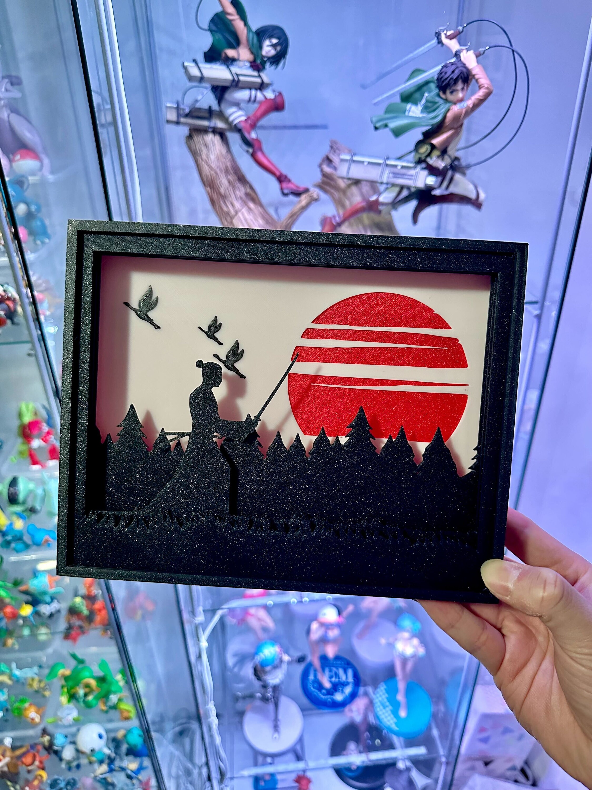 Japanese Samurai at Twilight 3D Printed Light Box 5 Layer Decor, 215 X ...