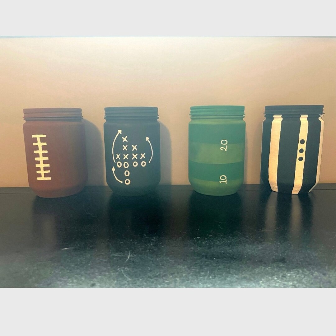 Football Crafts Painted Upcycled Jars Set With Football, Gameplay ...