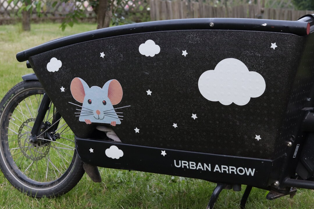 Cargo Bike Sticker Set Mouse With Reflective Clouds and Stars - Etsy