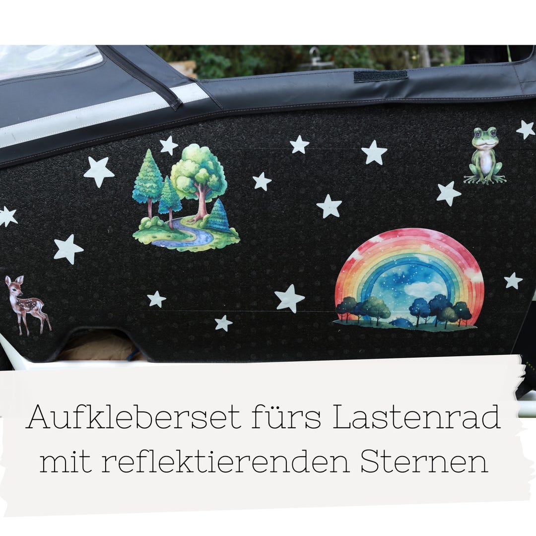 Cargo Bike Sticker Set, Nature-inspired With Reflective Stars - Etsy
